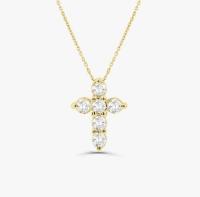 China Druzy Stone Diamond Cross Necklace Round Brilliant Cut 925 Silver Cross Pendant for sale