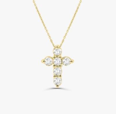 China Druzy Stone Diamond Cross Necklace Round Brilliant Cut 925 Silver Cross Pendant for sale