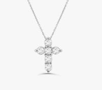 China Druzy Stone Diamond Cross Necklace Round Brilliant Cut 925 Silver Cross Pendant for sale