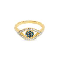 China Customized Size 925 Sterling Silver Cutout Pave Inlaid Eye Ring with 18K Gold Plating for sale