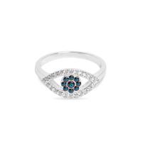 China Customized Size 925 Sterling Silver Cutout Pave Inlaid Eye Ring with 18K Gold Plating for sale