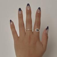 China Customized Size 925 Sterling Silver Cutout Pave Inlaid Eye Ring with 18K Gold Plating for sale