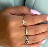 China 925 Sterling Silver Women's Ring with Handmade 18K Gold Plated Ball and Marquise Butterfly for sale