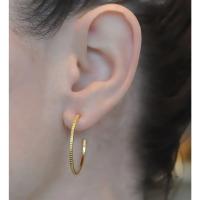 China Contemporary 925 Sterling Silver 18K Gold Hoop Earrings With Customer's Logo 30*30mm for sale