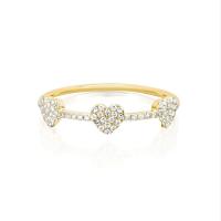 China 18K Gold Plated 925 Sterling Silver Three Micro Pave Heart Ring for Women and Elegant for sale