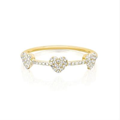 China 18K Gold Plated 925 Sterling Silver Three Micro Pave Heart Ring for Women and Elegant for sale