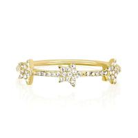 China 18K Gold Plated Silver CZ Star Statement Rings for Women Micro Pave Setting Certified for sale