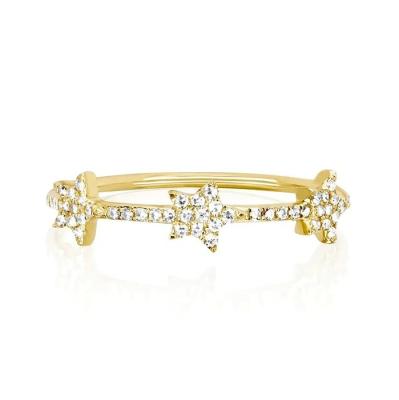 China 18K Gold Plated Silver CZ Star Statement Rings for Women Micro Pave Setting Certified for sale