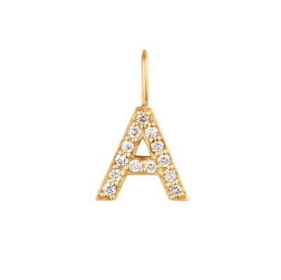 China Nickel Free 925 Sterling Silver Letter A Diamond Charm Necklace Popular Initial Charm for sale