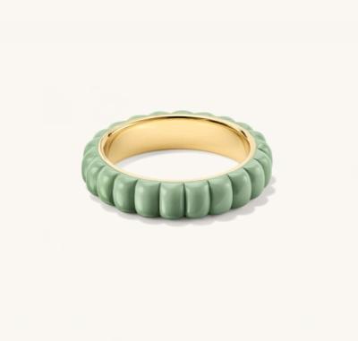 China 925 Sterling Silver Enamel Girl's Ring with Handmade 18K Gold Plated Eternity Band for sale
