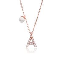 China Nickel Free 925 Sterling Silver Letter A Diamond Charm Necklace Popular Initial Charm for sale