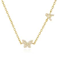 China Necklace Mini 18K Gold White Micron Pave CZ Butterfly 925 Sterling Silver Pendant for sale