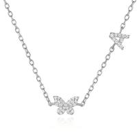 China Necklace Mini 18K Gold White Micron Pave CZ Butterfly 925 Sterling Silver Pendant for sale