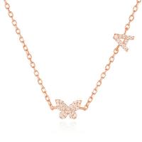 China Necklace Mini 18K Gold White Micron Pave CZ Butterfly 925 Sterling Silver Pendant for sale