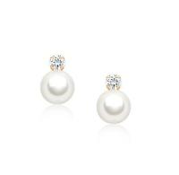 China Kids Jewelry Pearl Drop Earrings with Screw Back and White CZ in 925 Sterling Silver for sale