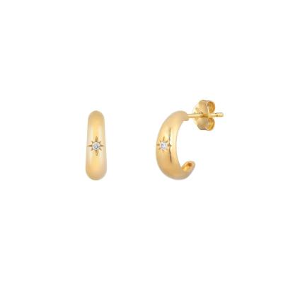 China Certificate Type Third Party Appraisal 925 Sterling Silver North Star Half Hoop Earrings for sale
