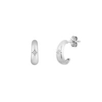 China Certificate Type Third Party Appraisal 925 Sterling Silver North Star Half Hoop Earrings for sale