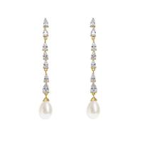 China ECO Friendly Bridal Pearl Drop Earrings 18K Gold Teardrop Bridal Earrings for sale