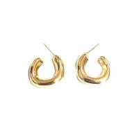 China Customization 18K Gold Brass Hoop Earrings ODM Ladies Gold Hoop Earrings for sale