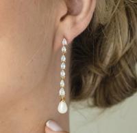 China ECO Friendly Bridal Pearl Drop Earrings 18K Gold Teardrop Bridal Earrings for sale