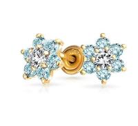 China Flower Amethyst CZ Birthstone Baby Girls 925 Sterling Silver Screw Back Stud Earrings for sale