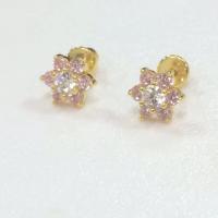 China Flower Amethyst CZ Birthstone Baby Girls 925 Sterling Silver Screw Back Stud Earrings for sale