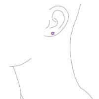 China Flower Amethyst CZ Birthstone Baby Girls 925 Sterling Silver Screw Back Stud Earrings for sale