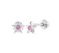 China Other Occasion Little Star Pink Cubic Zircon Baby Girls Screw Back Stud 925 Sterling Silver Earrings for sale