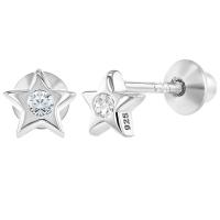 China Other Occasion Little Star Pink Cubic Zircon Baby Girls Screw Back Stud 925 Sterling Silver Earrings for sale