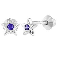 China Other Occasion Little Star Pink Cubic Zircon Baby Girls Screw Back Stud 925 Sterling Silver Earrings for sale