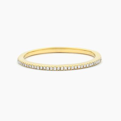 China Hot Item 18K Gold Plated Half Eternity Stackable 925 Sterling Silver Women's Band Ring for sale
