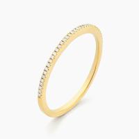 China Hot Item 18K Gold Plated Half Eternity Stackable 925 Sterling Silver Women's Band Ring for sale