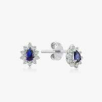 China Simply 18K Gold Plated Pear Sapphire and White Cubic Zircon Earrings for Engagement for sale