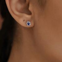 China Simply 18K Gold Plated Pear Sapphire and White Cubic Zircon Earrings for Engagement for sale
