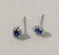 China Simply 18K Gold Plated Pear Sapphire and White Cubic Zircon Earrings for Engagement for sale