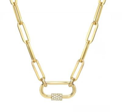China 18K Gold Plated Large Paper Clip 925 Sterling Silver Oval Chain Necklace with OEM for sale