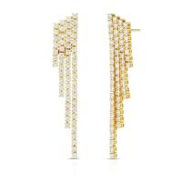China 18K Gold Plated Cubic Zircon Tassel Brass Earrings for sale