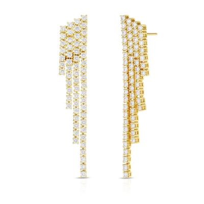 China 18K Gold Plated Cubic Zircon Tassel Brass Earrings for sale