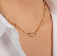China 18K Gold Plated Large Paper Clip 925 Sterling Silver Oval Chain Necklace with OEM for sale