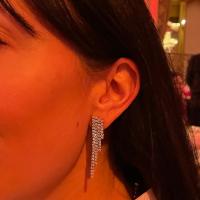China 18K Gold Plated Cubic Zircon Tassel Brass Earrings for sale