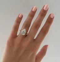 China Base White Cubic Zircon Pear Cut Solitaire 925 Sterling Silver Wedding Rings for sale