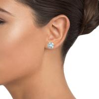 China Custom White Gold Baguette Garnet Cluster Stud Earrings for sale