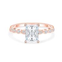 China Vintage Handmade 18K Gold Baguette Cut Stone Engagement Ring Vintage Style for Women for sale