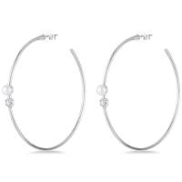 China 925 Sterling Silver Hoop Earrings 4mm-4.5mm Freshwater Pearl Earrings for sale