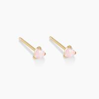 China Prong Setting Opal Heart Stud Earrings 925 Sterling Silver Dainty 18K Gold Plated for sale