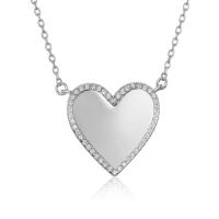 China White CZ Heart Necklace 16