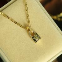 China 18K Gold Locket Pendant Pave White CZ Link Chain Necklace For Engagement for sale