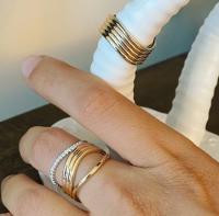 China Elegant 18K Gold Plated Wedding Nova Band Stainless Steel Rings for Girls for sale