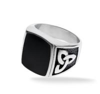 China Black Enamel Mens Stainless Wedding Bands Size 5 - 10 Stainless Steel Wedding Band for sale