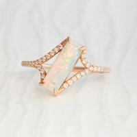 China Baguette Cut Opal Snow Track Ring Size 4-Size 10 925 Sterling Silver Ring for sale